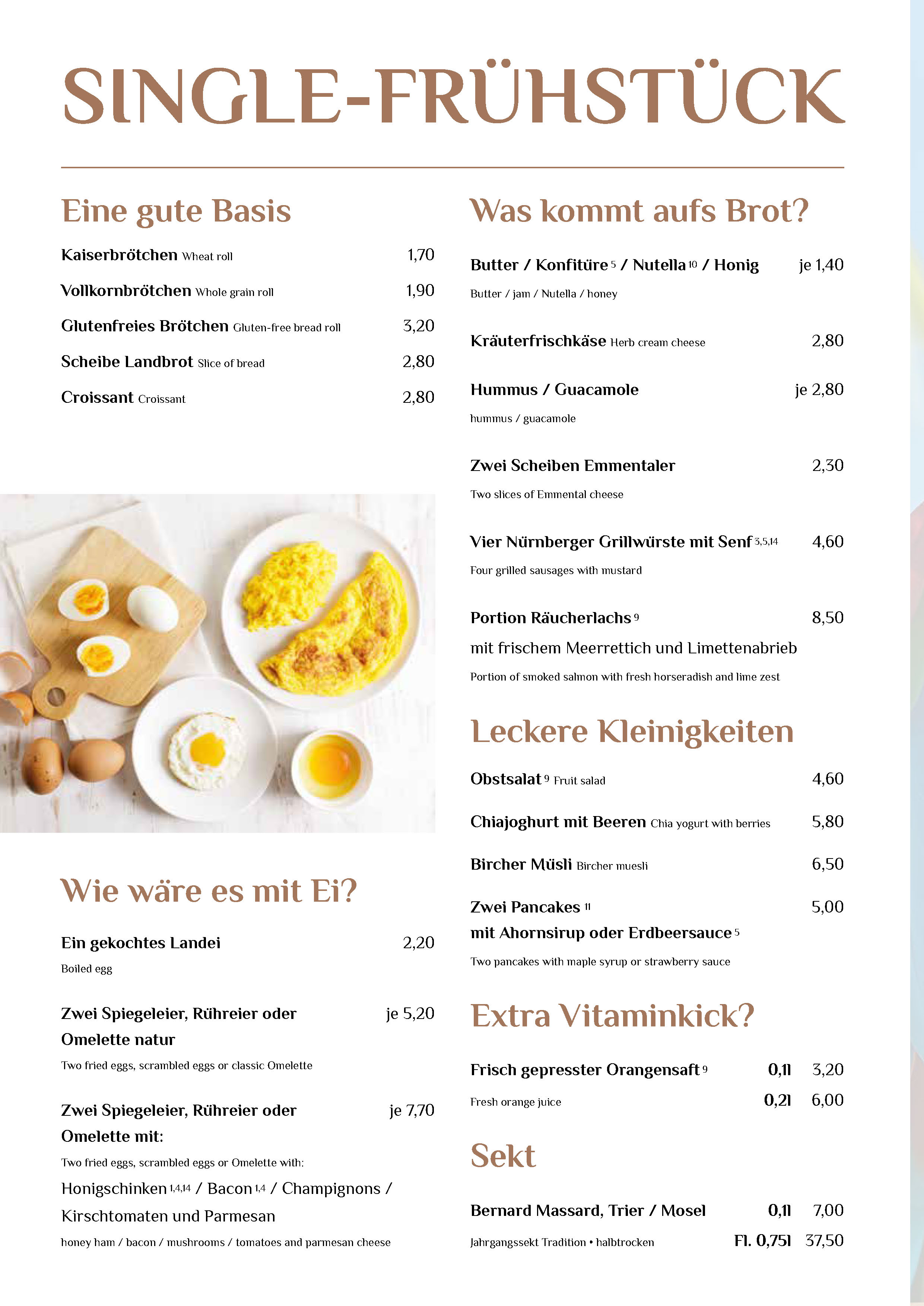 Café ROSSI - Speisekarte