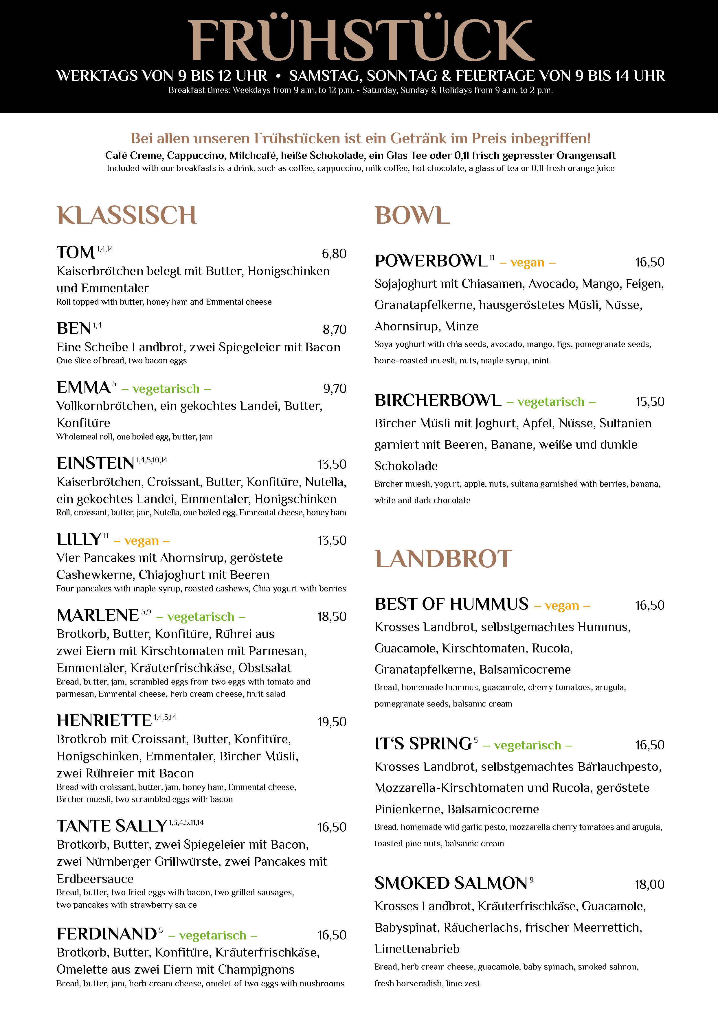 Café ROSSI - Speisekarte